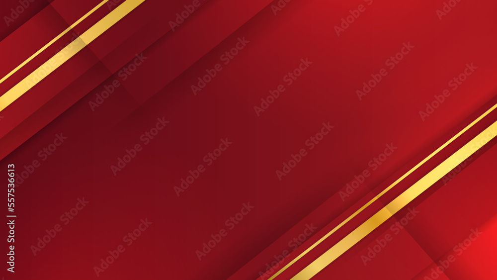 Gold curved lines on red luxury background with glitter light effects ...