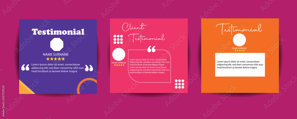 Customer feedback testimonial template vector with star ratings. Client ...