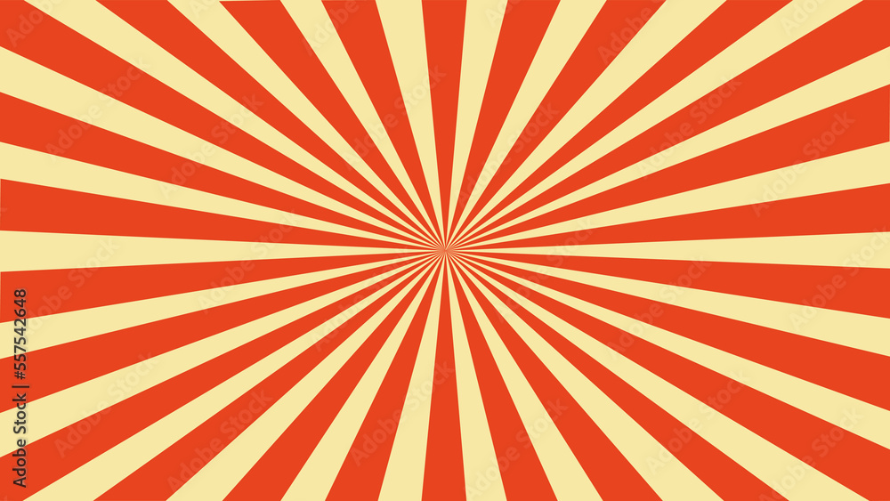 red and yellow retro background with rays Stock Vector | Adobe Stock