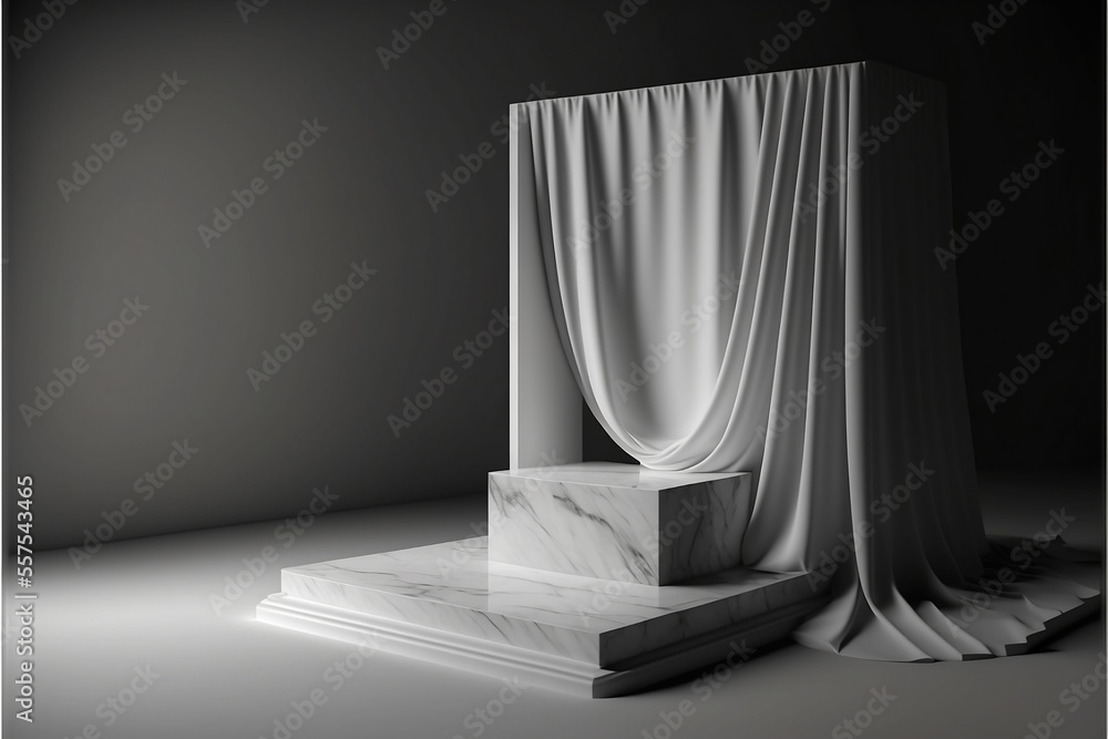 white gray marble rectangular platform pedestal display stage with ...
