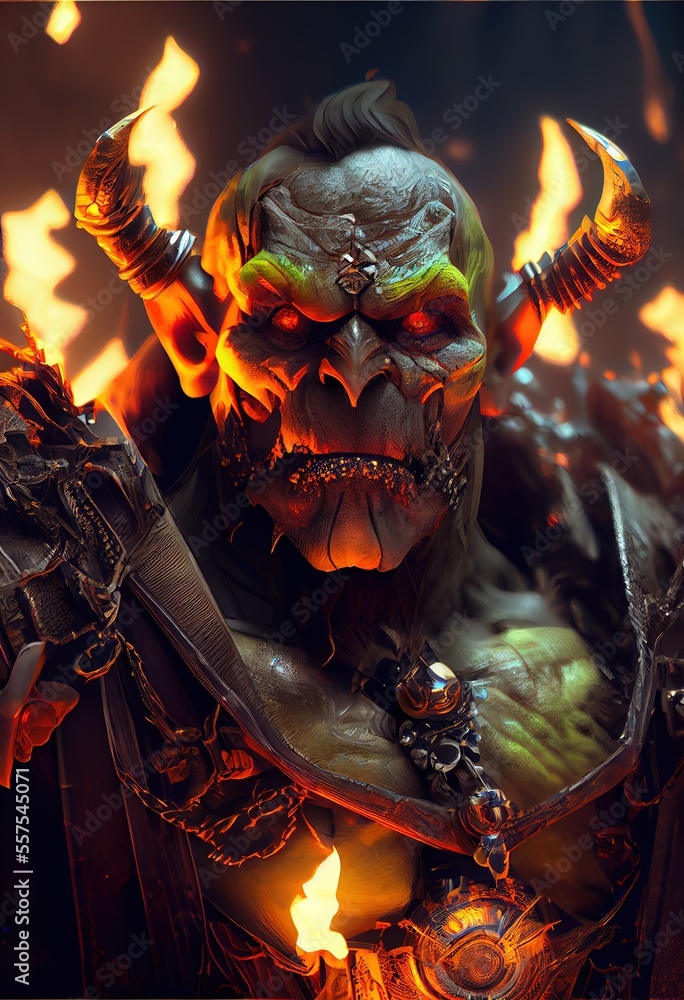 Male Warlock Orc, dnd fantasy character - generative ai Stock ...