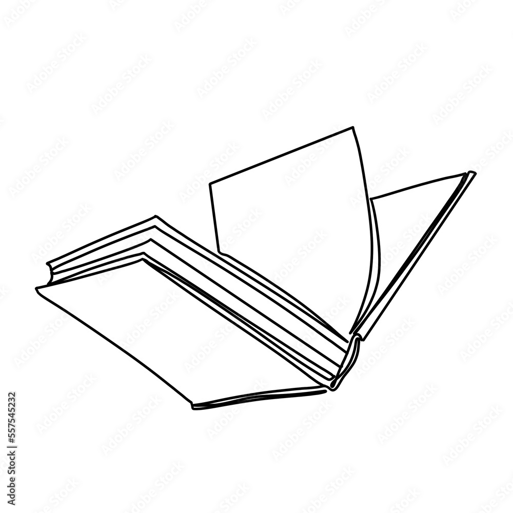 Book open one continuous single line art drawing. Minimal art style ...