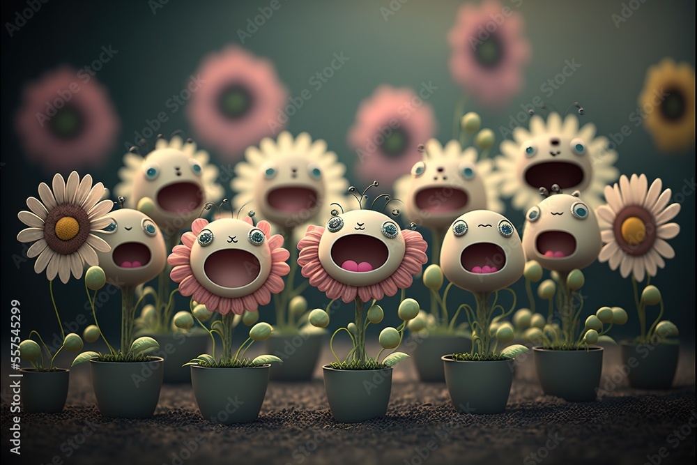 Choir of cute flowers, created with Generative AI technology Stock ...