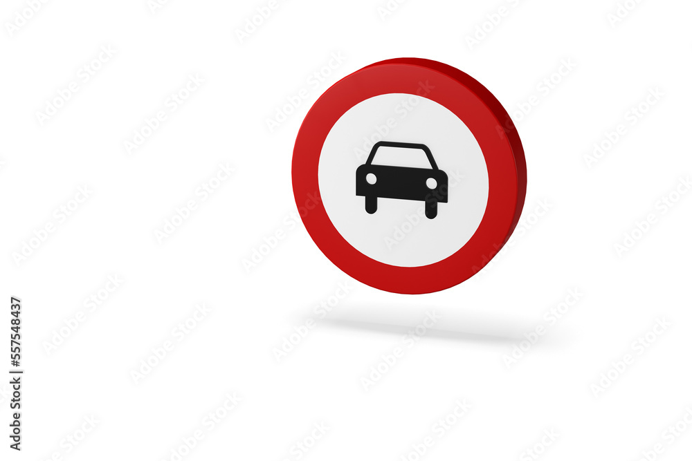 traffic sign, 3d render. Prohibited entry to vehicles motor, except ...
