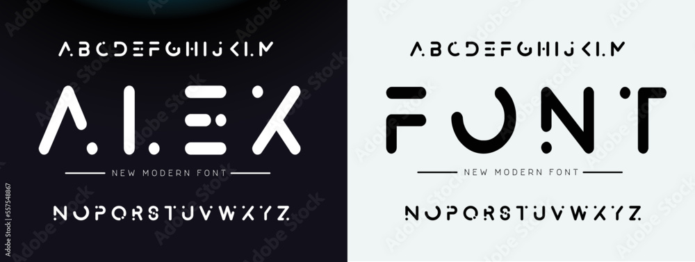 ALEX Sports minimal tech font letter set. Luxury vector typeface for ...