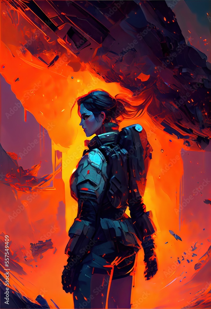 Female Space Marine, Sci-ops officer investigating a temporal anomaly ...