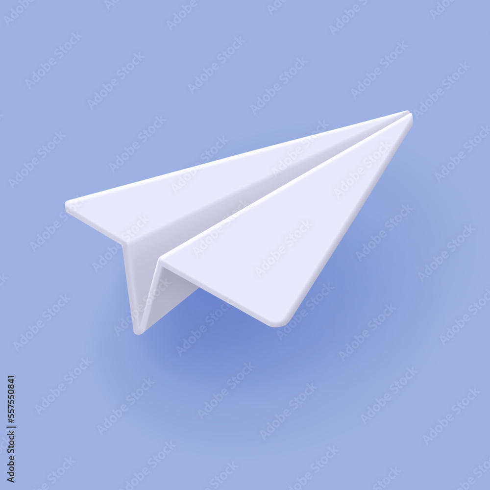 Paper plane symbol message sending or white origami airplane 3d vector ...