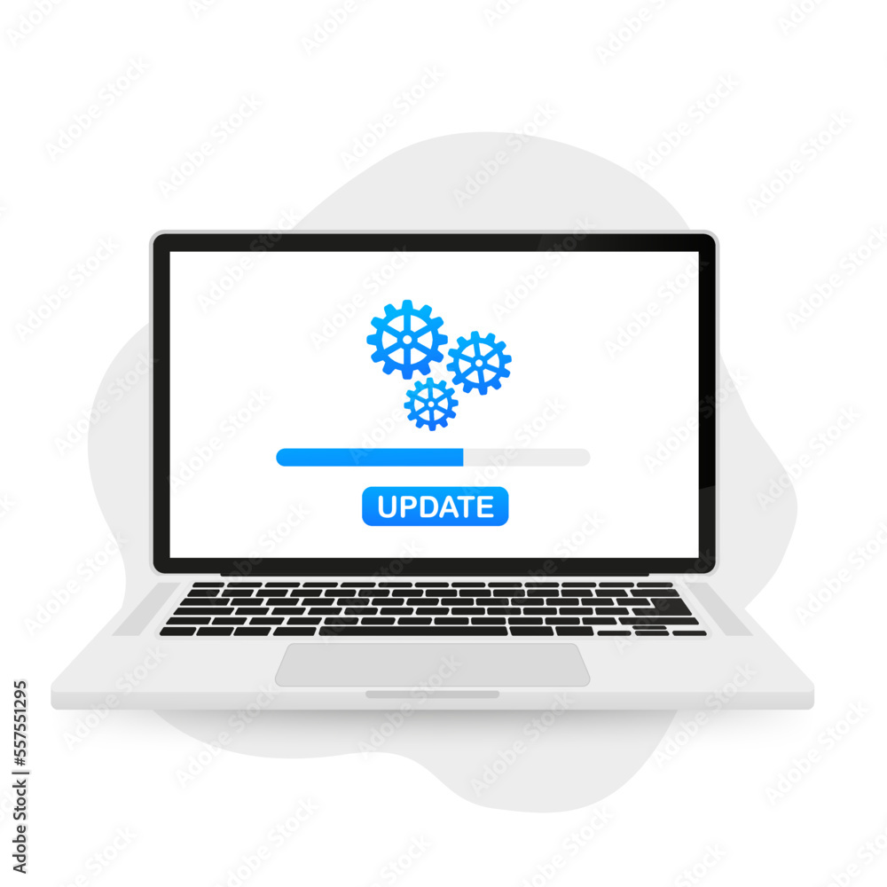 System update. Concept of system software update on laptop. Improved ...
