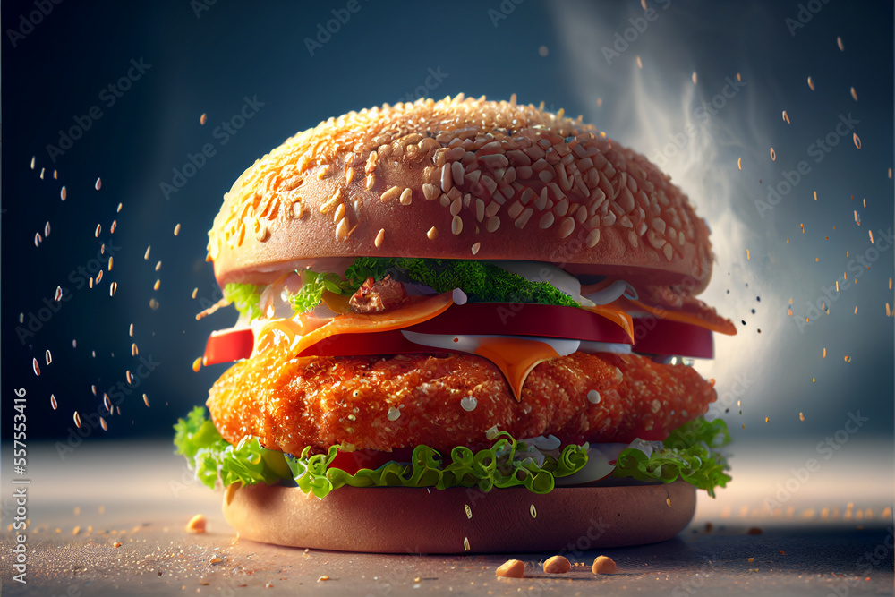 Chicken Cheese Burger in High resolution | Chicken burgers for an ...