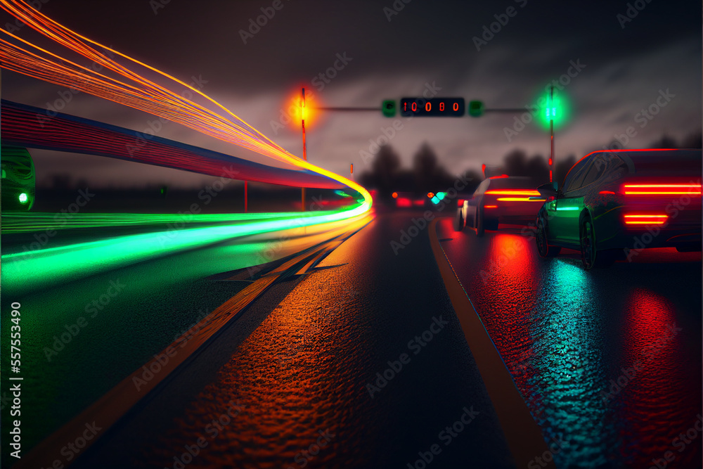 Fast moving cars light trails at night | Colorful light trails of fast ...