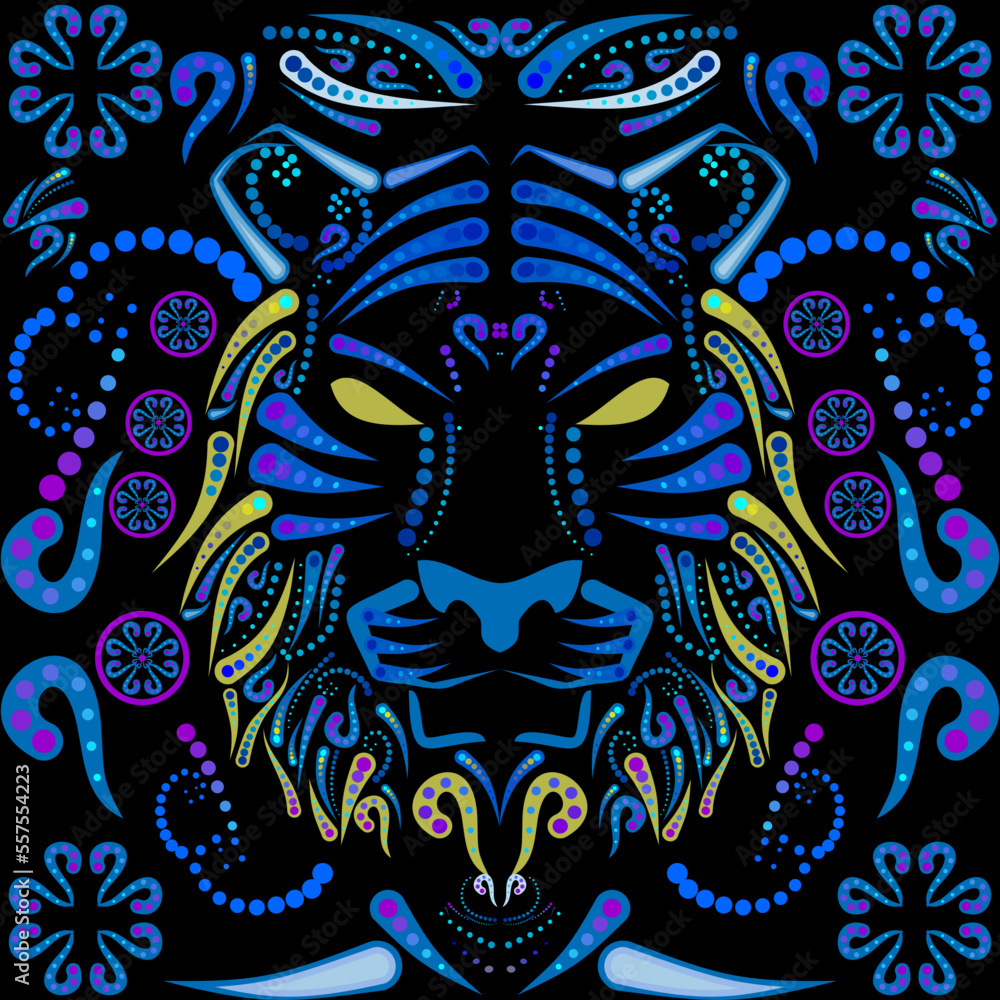 tiger head mexican huichol art illustration pack collection in vector ...