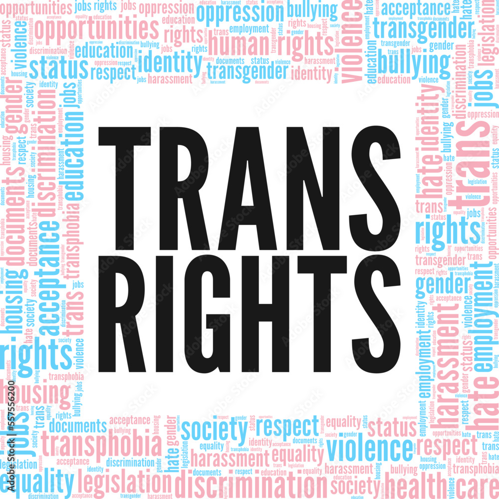 Poster Trans Rights word cloud conceptual design isolated on white ...