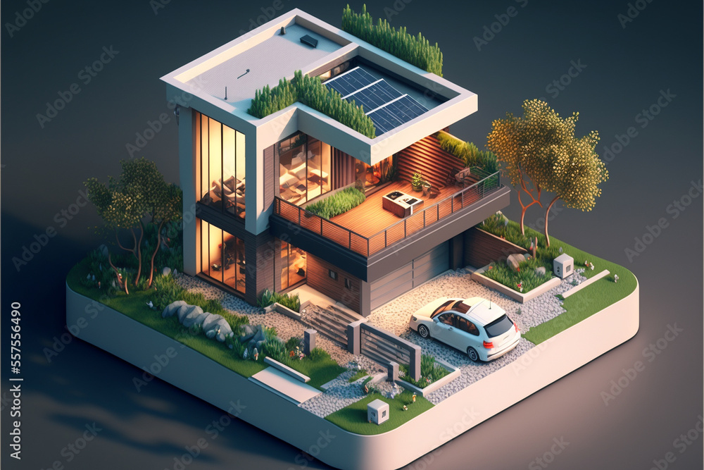 Illustrated 3D icon representation of a isometric modern house – Create ...