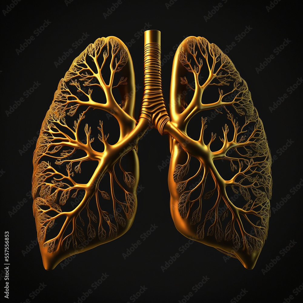 Human lungs made of gold, detailed human lungs. Stock Illustration ...