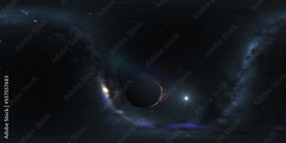 VR 360 degree space video with Planet Saturn in 4K, equirectangular ...