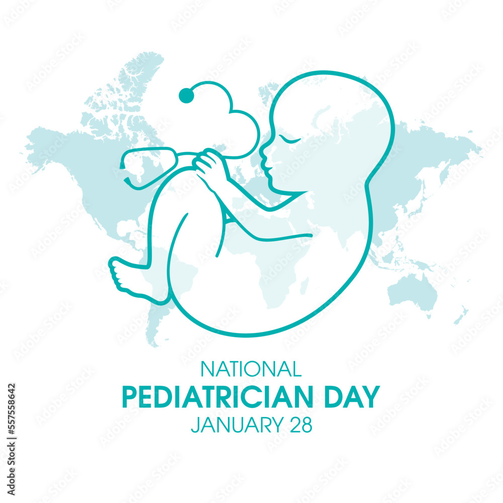 National Pediatrician Day vector. Cute baby newborn with stethoscope ...