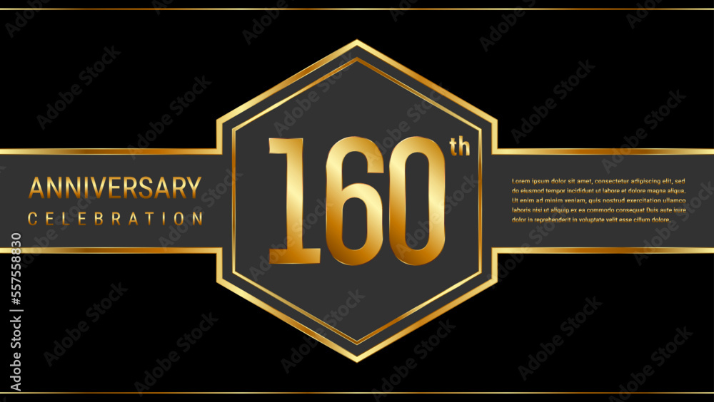 160 year anniversary template design with golden text. Vector Template ...