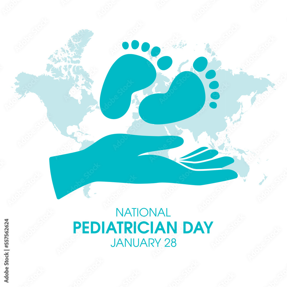 National Pediatrician Day vector. Hands with baby feet icon vector ...