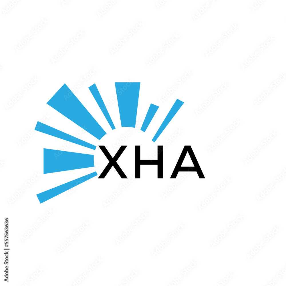 XHA letter logo. XHA blue image on white background and black letter ...