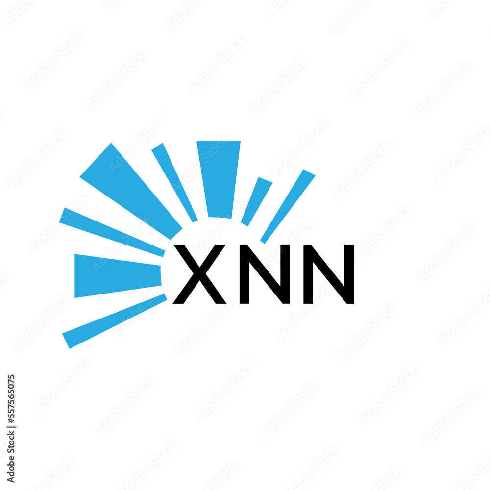 XNN letter logo. XNN blue image on white background and black letter ...