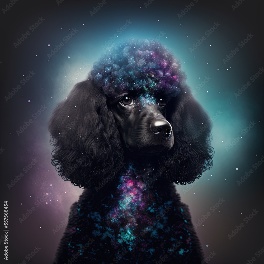 Black Poodle Dog in Space - Generative AI Stock Illustration | Adobe Stock
