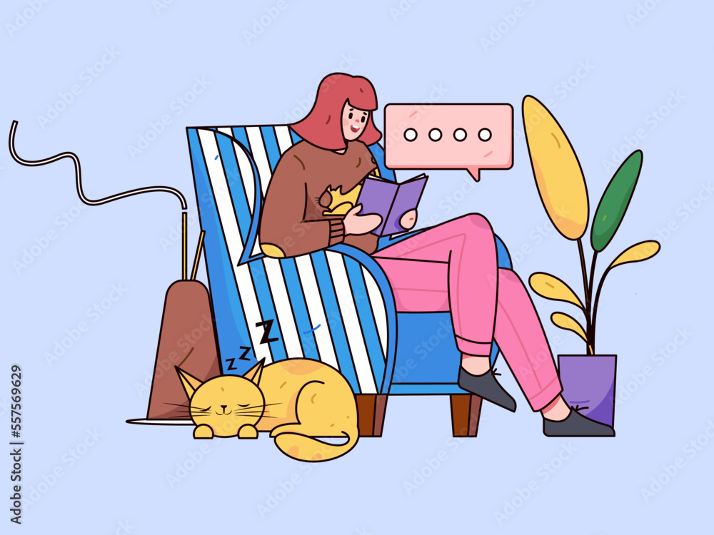 Reading characters flat vector illustration Stock Vector | Adobe Stock