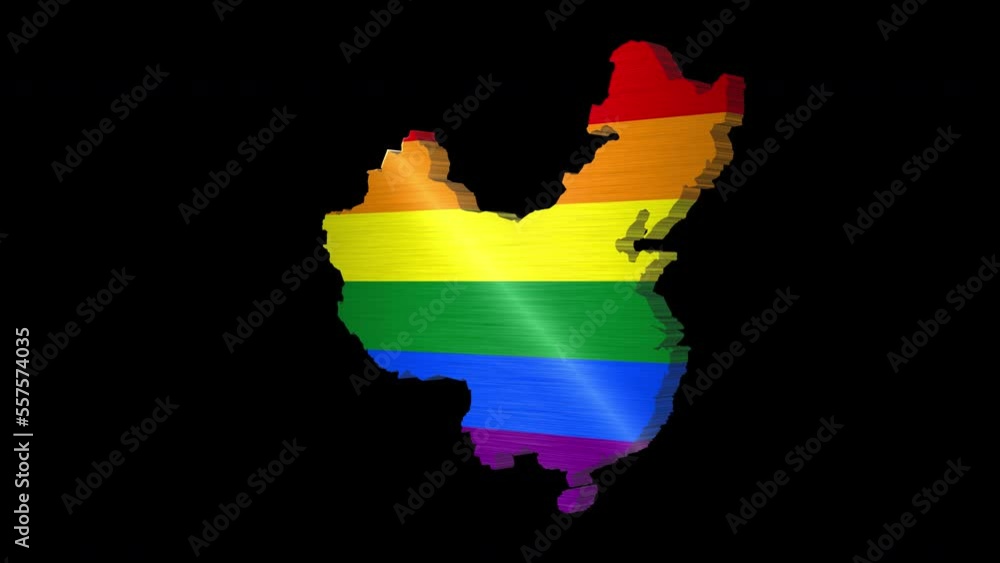 Lgbt flag. 3d animation of China map rotating,isolated by the alpha ...