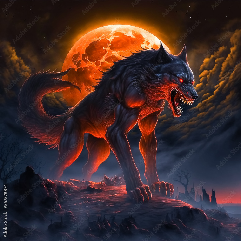 wolf in the night Stock Illustration | Adobe Stock