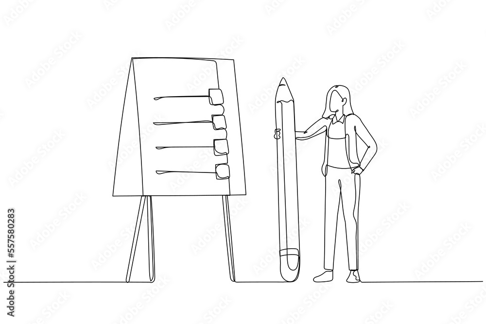 Illustration of businesswoman present action plan with checklist step ... Illustration of businesswoman present action plan with checklist step ...