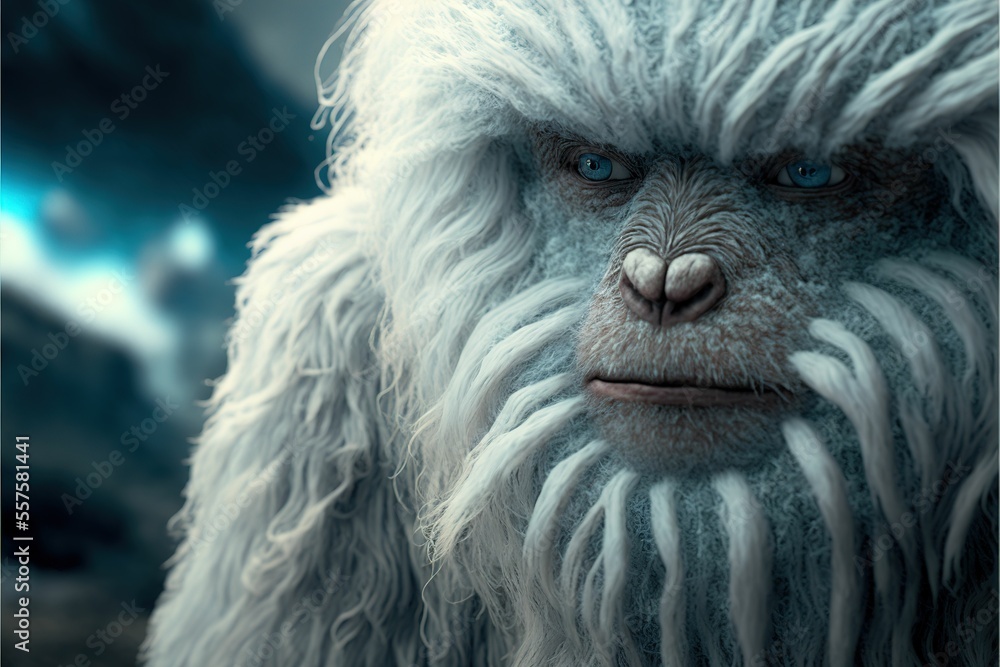 Yeti in the cold mountain in the rainy season. Yeti. Generative AI ...