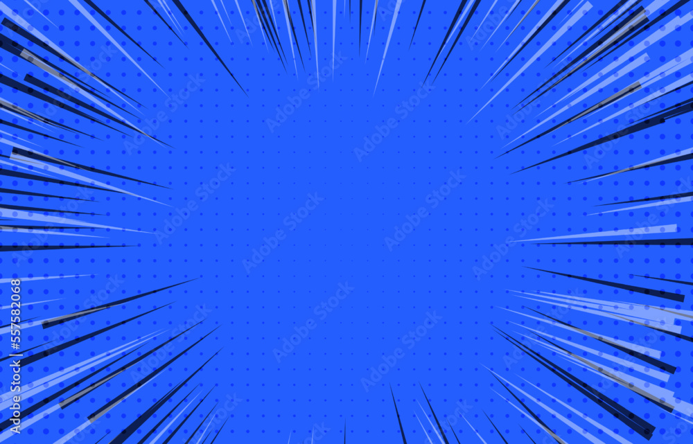 Pop art comic background lightning blast . Cartoon Illustration on blue ...