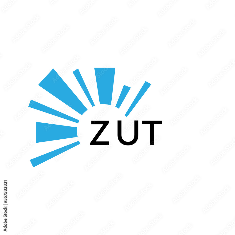 ZUT letter logo. ZUT blue image on white background and black letter ...
