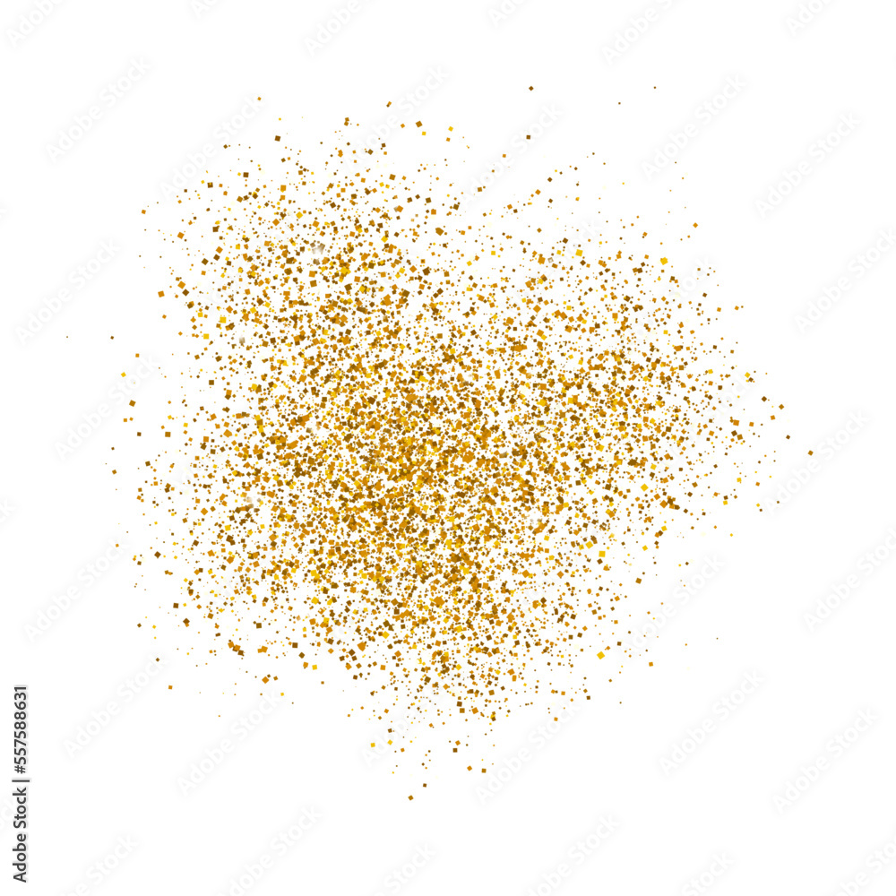 Sparkling glitter border isolated on white background, golden dust. Golden rectangle of glitter ...