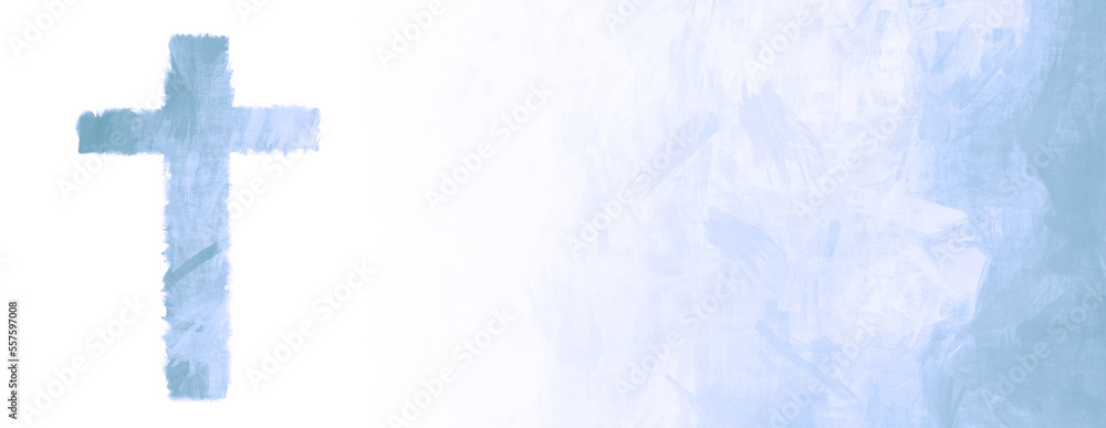 extra-wide design - blue brush stroke cross on white with transition to ...