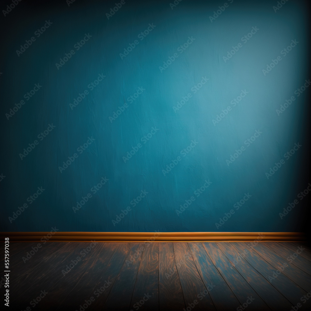 Abstract blue room studio background for product presentation. Empty ...