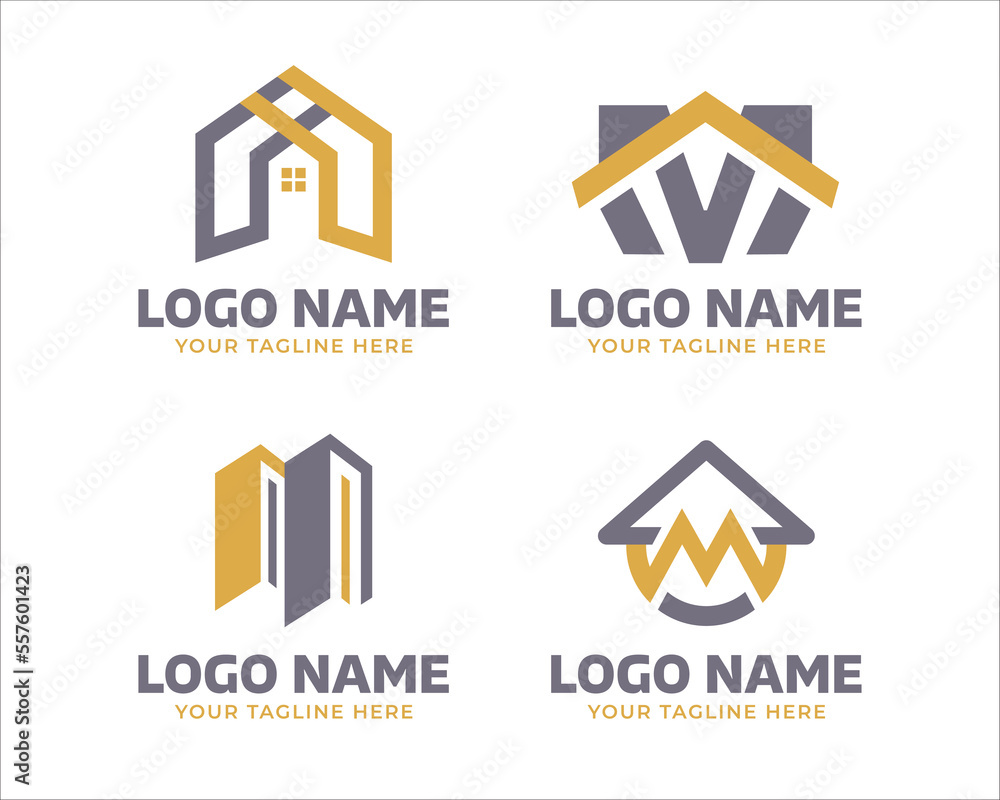 Set of Modern Letter M building logo. Real estate logo Stock Vector ...
