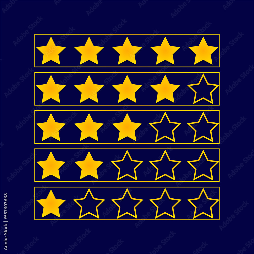 An abstract five star rating box with navy blue background. Stock ...
