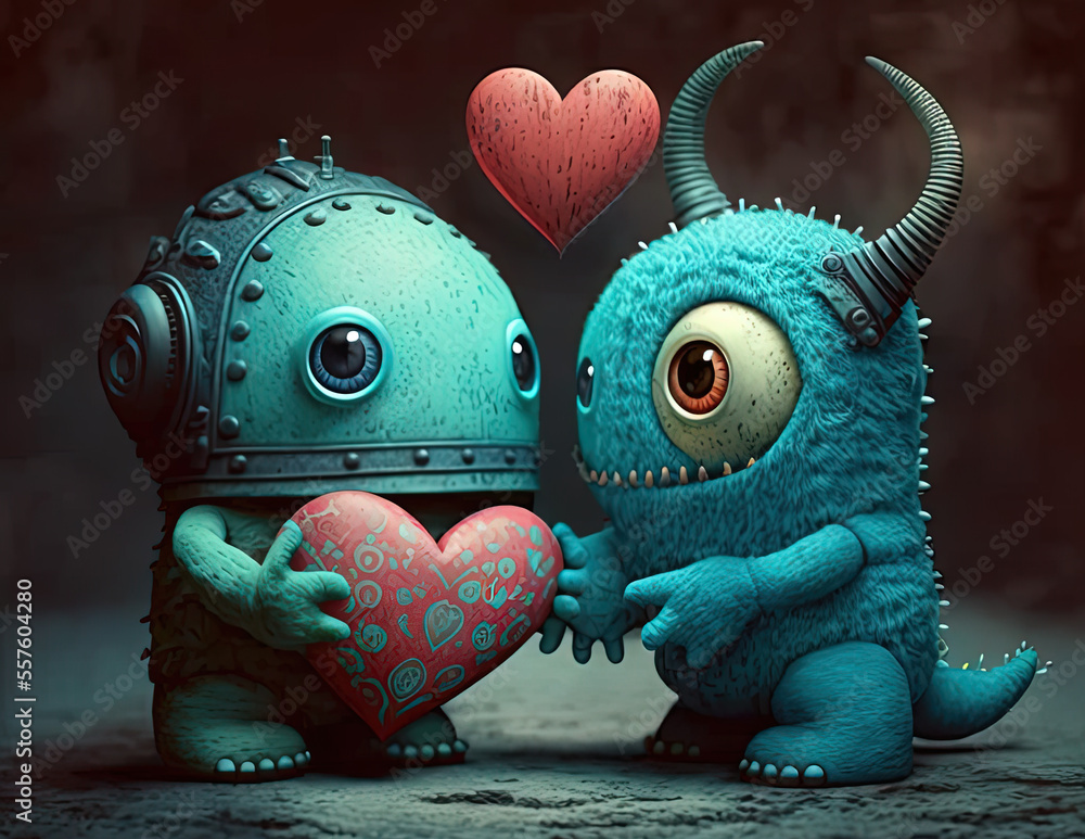 Cute aliens monsters in love on Valentine's Day - Created with ...