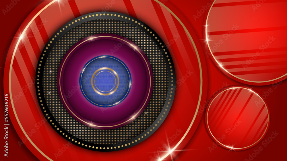 Abstract red and gold background with circles Stock Vector | Adobe Stock