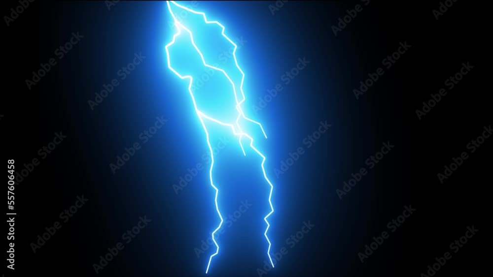 Realistic Lightning Strike On Black Background, Blue Lightning ...