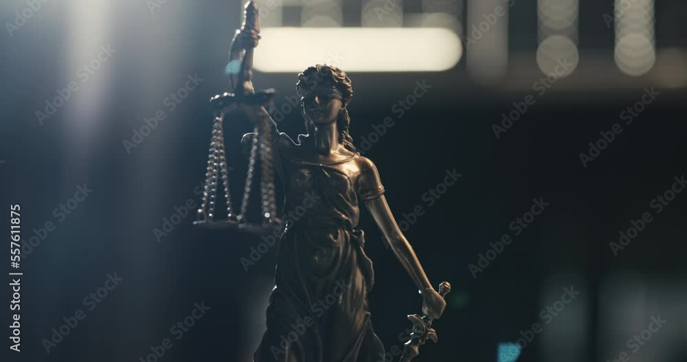 Legal and law concept statue of Lady Justice on blurred background ...