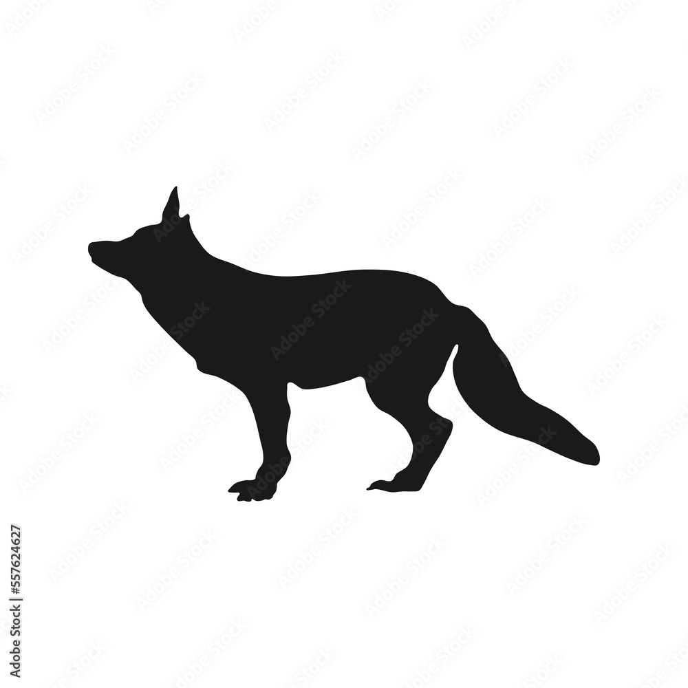 The best fox with head up silhouette vector illustration. Editable ...
