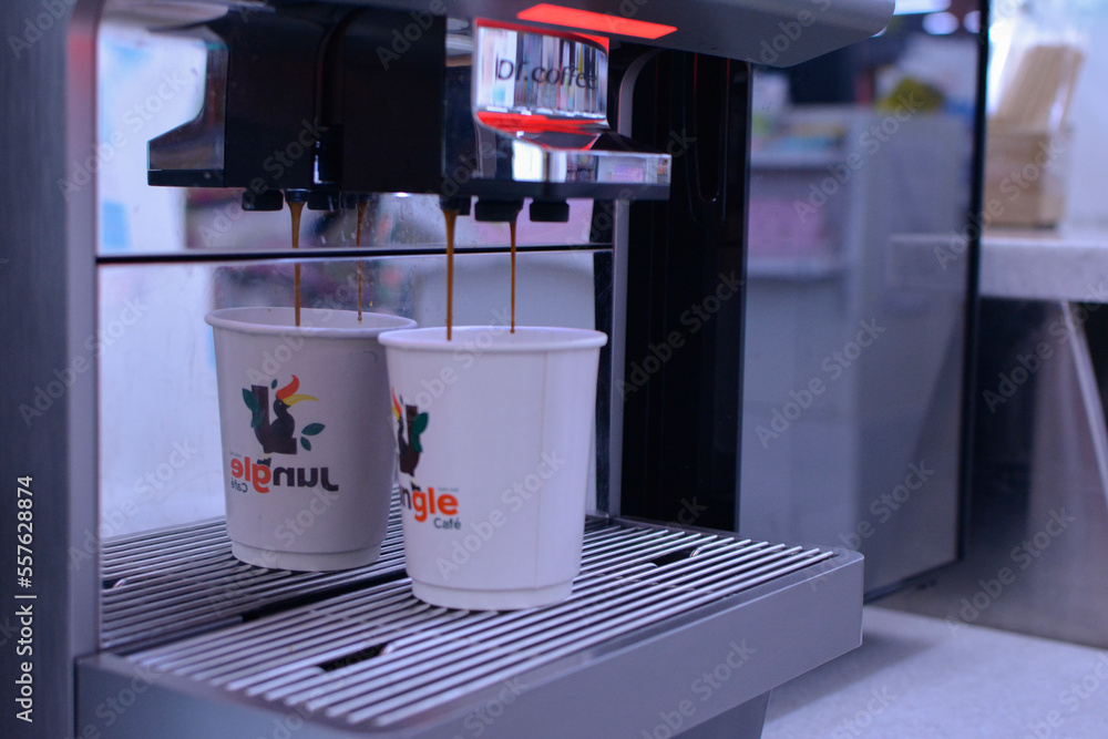 Bellini coffee shop It is a coffee shop with a large coffee machine and ...