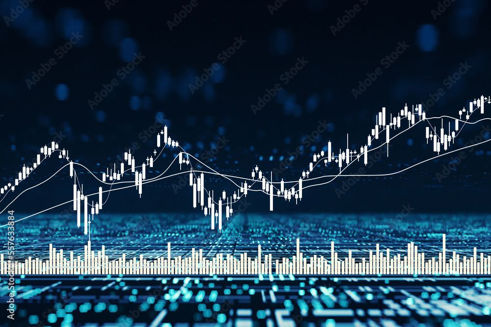 stock market graph chart technology background, 3d rendering Stock ...