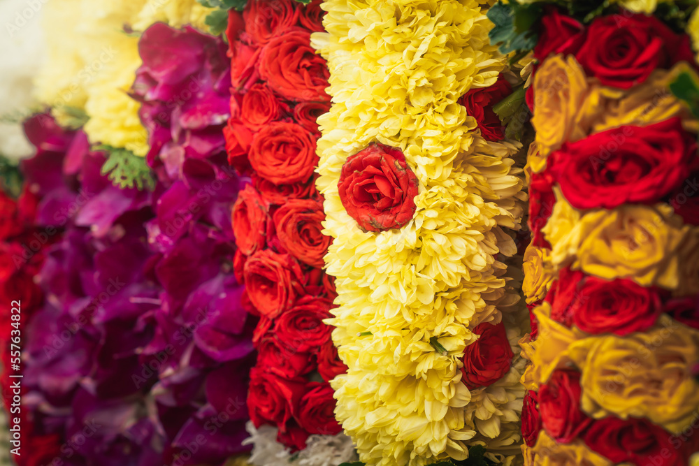 Phool Mala beautiful Indian flower garlands Stock Photo | Adobe Stock