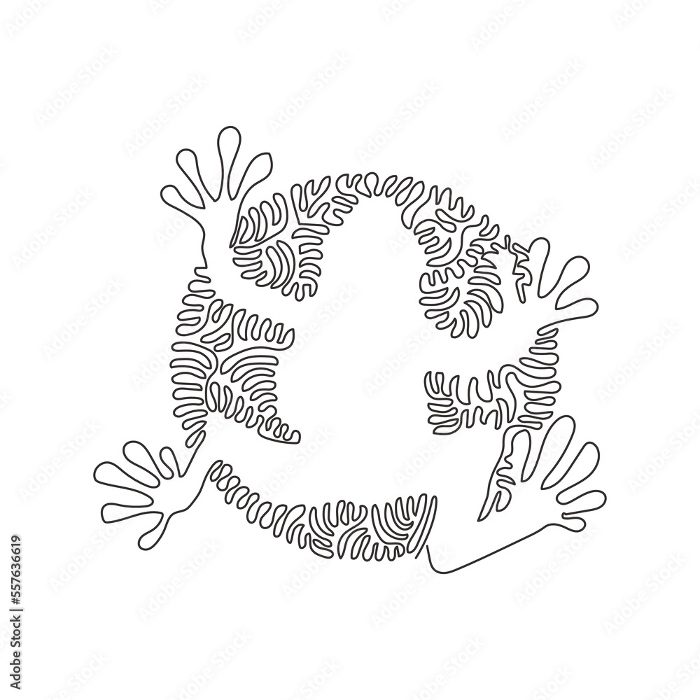 Continuous One Curve Line Drawing Of Funny Frog Abstract Art In Circle Single Line Editable