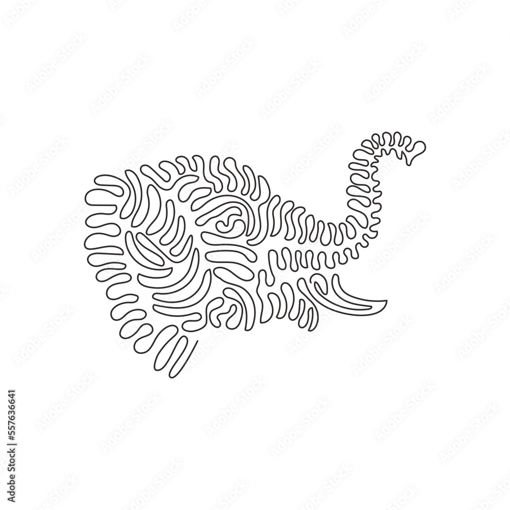 Continuous one curve line drawing of funny elephant abstract art in ...