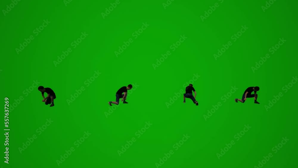 3D of several different little kindergarten boys and girls on green ...