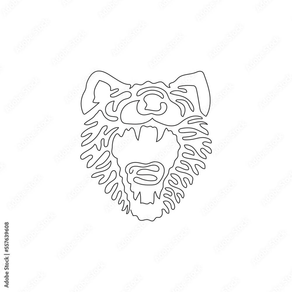 Single one line drawing of biting attacks Tasmanian devil abstract art ...