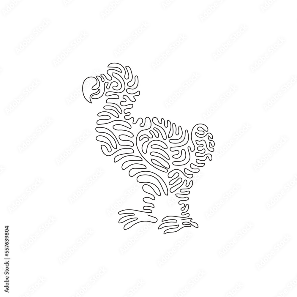 Single one line drawing of funny dodo abstract art. Continuous line ...